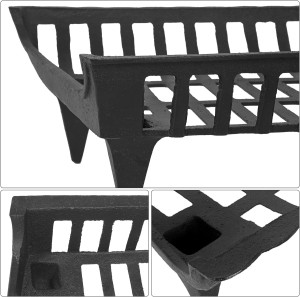 Hykolity 18 in. Cast Iron Fireplace Grate, Heavy Duty Fire Grates with ...
