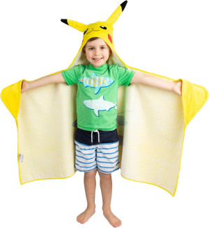 Pokemon Pikachu Bath/Pool/Beach Soft Cotton Terry Hooded Towel Wrap, 24 ...