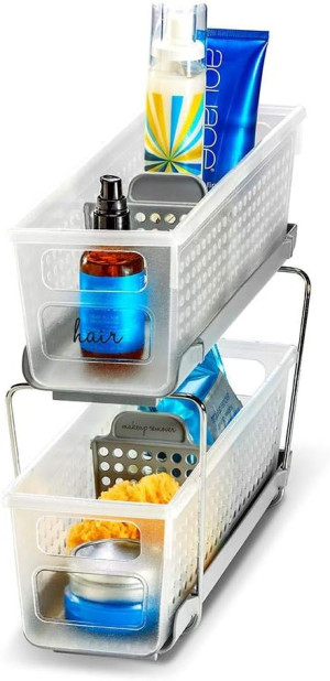 Madesmart 2-Tier Plastic Mini Multipurpose Organizer with Divided Slide ...