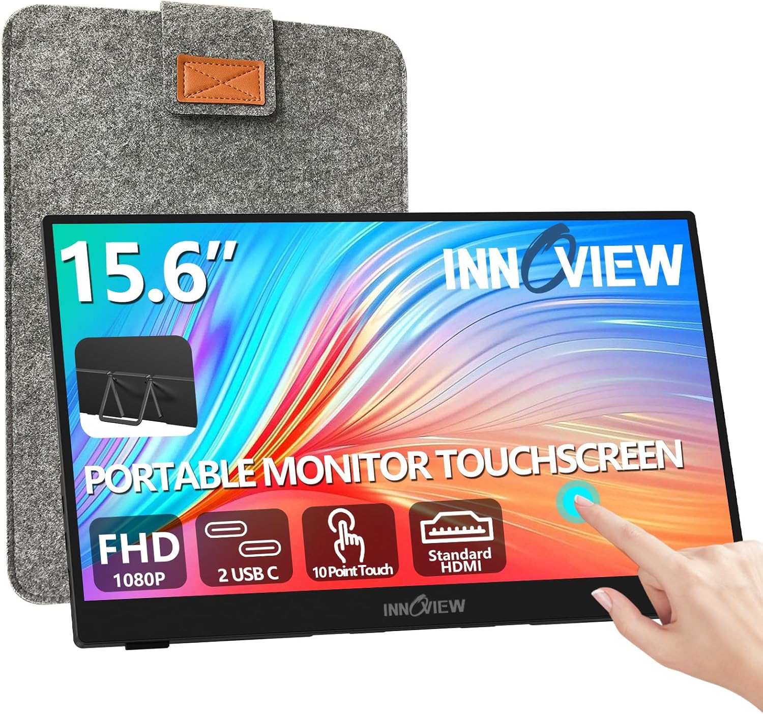 InnoView Portable Monitor Touchscreen 15.6" 1080P 10-Point Touch Screen ...
