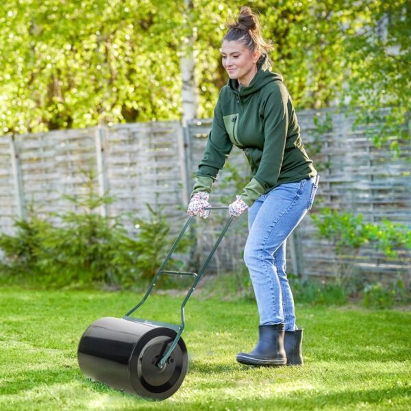 Φ50 cm Steel Garden Lawn Roller Push Pull w/ Fillable Cylinder Rolling ...