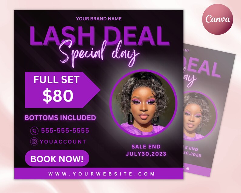 DIY Lash Deal Flyer | Lashes Extensions Makeup Sale Appointments MUA ...